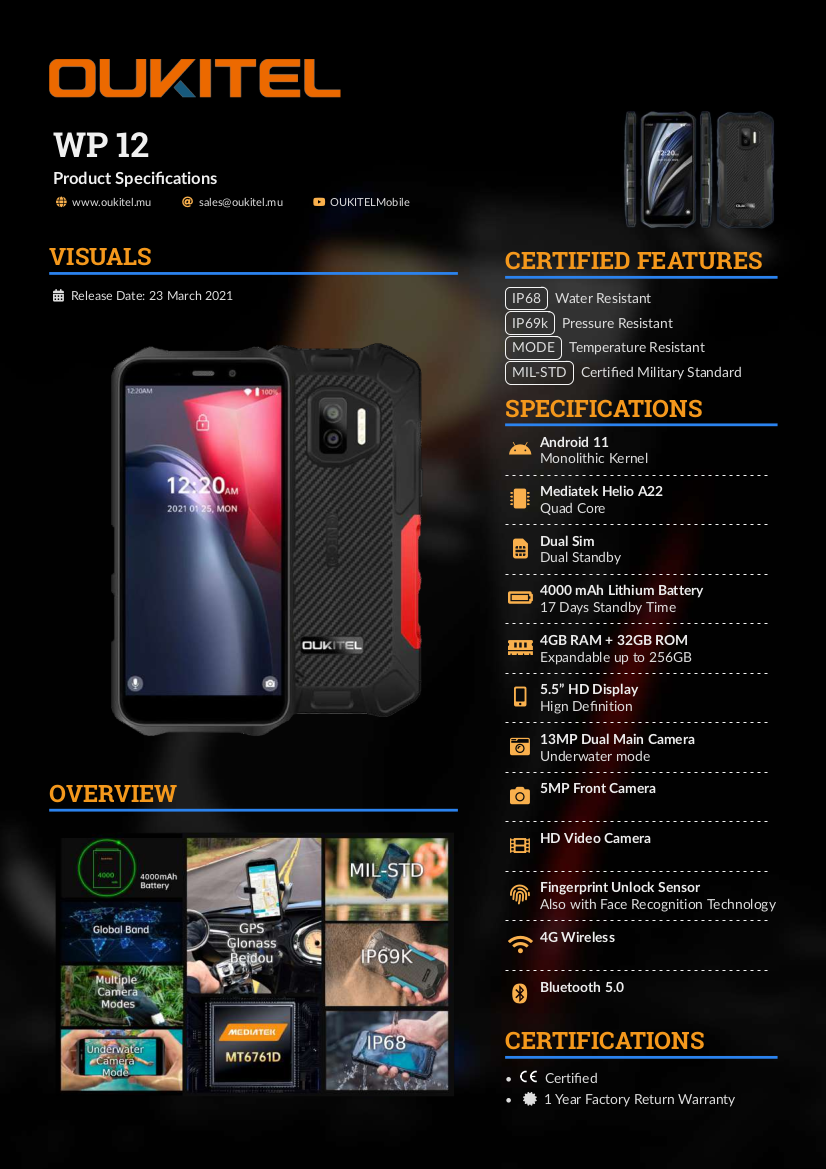 Oukitel WP12 Rugged Phone – Military Mobiles