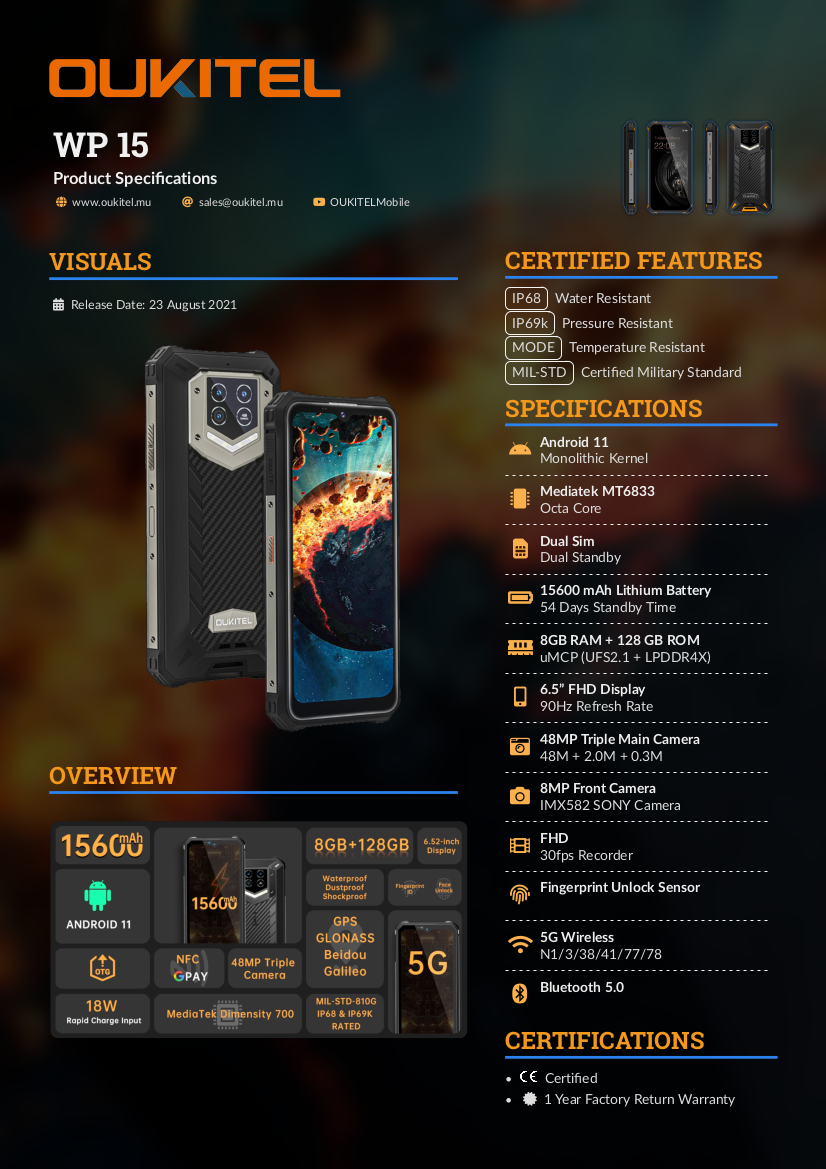 Oukitel WP15 Rugged Phone – Military Mobiles